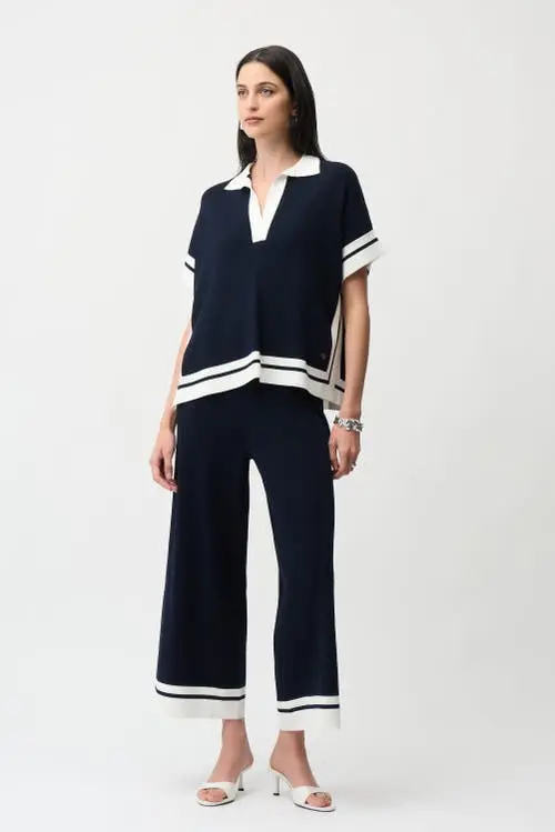 Joseph Ribkoff Viscose Blend Boxy Sweater With Stripe Detail