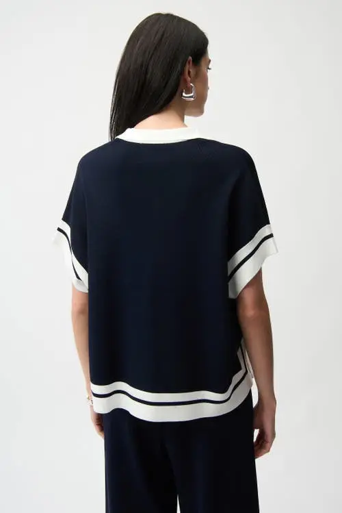 Joseph Ribkoff Viscose Blend Boxy Sweater With Stripe Detail