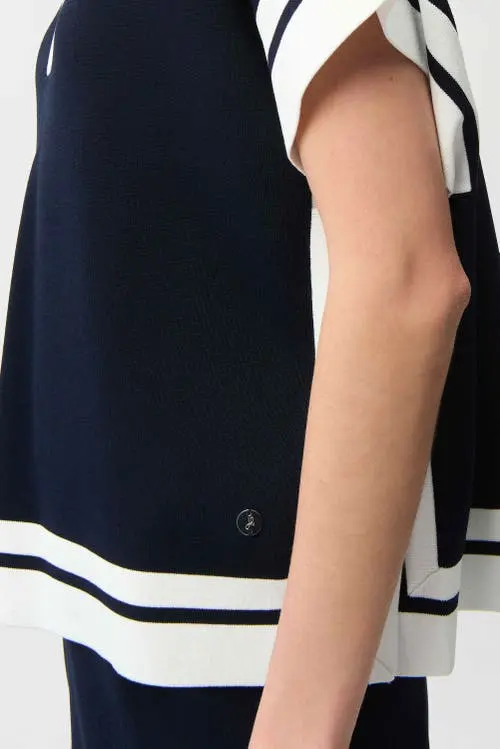Joseph Ribkoff Viscose Blend Boxy Sweater With Stripe Detail