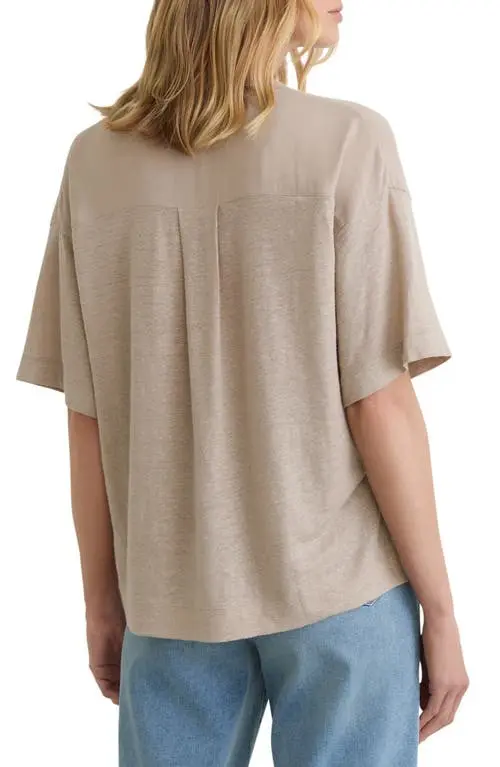 REISS Linen V-neck Tee