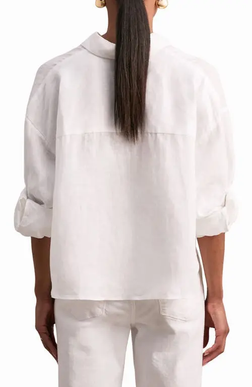 REISS Solena Cropped High-low Linen Shirt - White