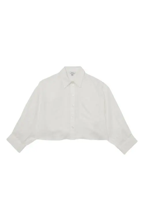 REISS Solena Cropped High-low Linen Shirt - White