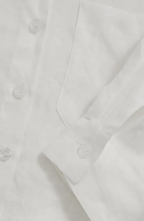 REISS Solena Cropped High-low Linen Shirt - White
