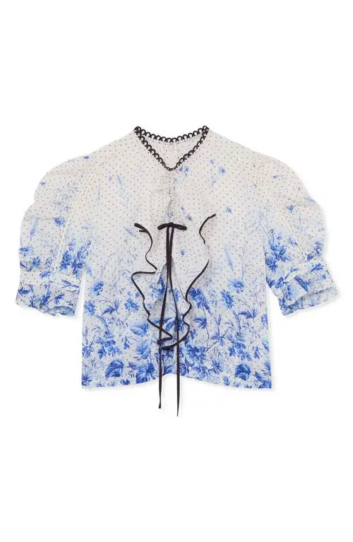 REISS Minni Floral Ruffle Top