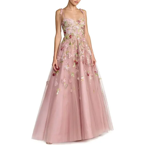 Mac Duggal Embellished Floral Tulle Ballgown