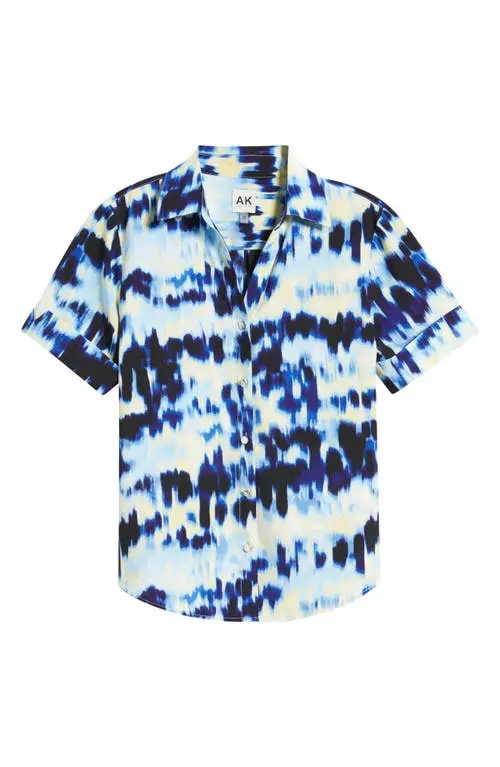 Anne Klein Crepe Button-up Shirt With Watercolor Print