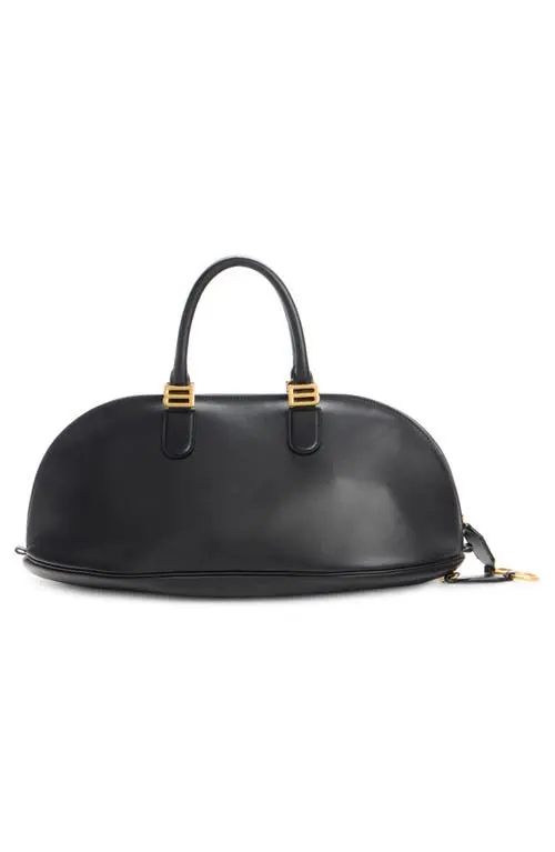 Balenciaga Medium Bolero Leather Bowling Bag - Black/plum