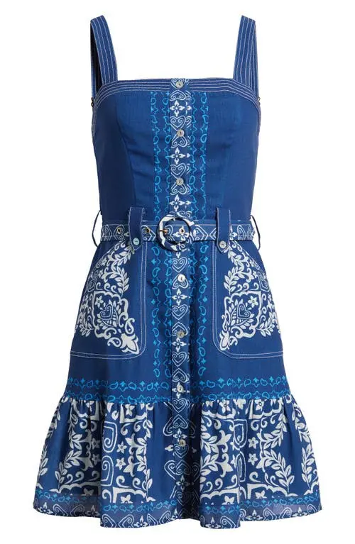 CIEBON Printed Mini Dress With Belt