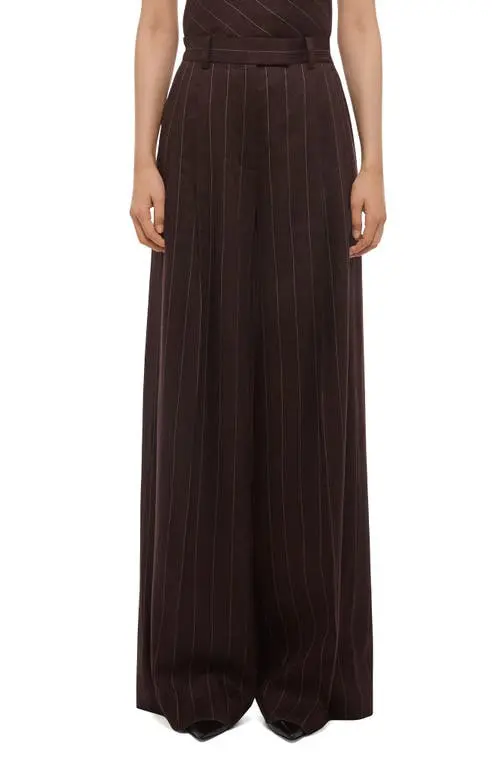 Helmut Lang Pinstripe Wide Leg Linen Blend Pants