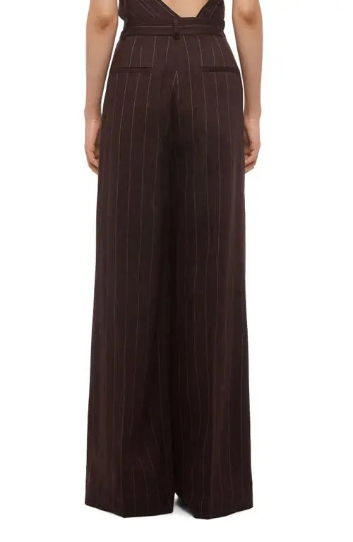 Helmut Lang Pinstripe Wide Leg Linen Blend Pants