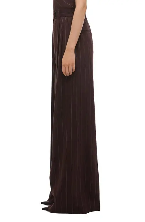 Helmut Lang Pinstripe Wide Leg Linen Blend Pants