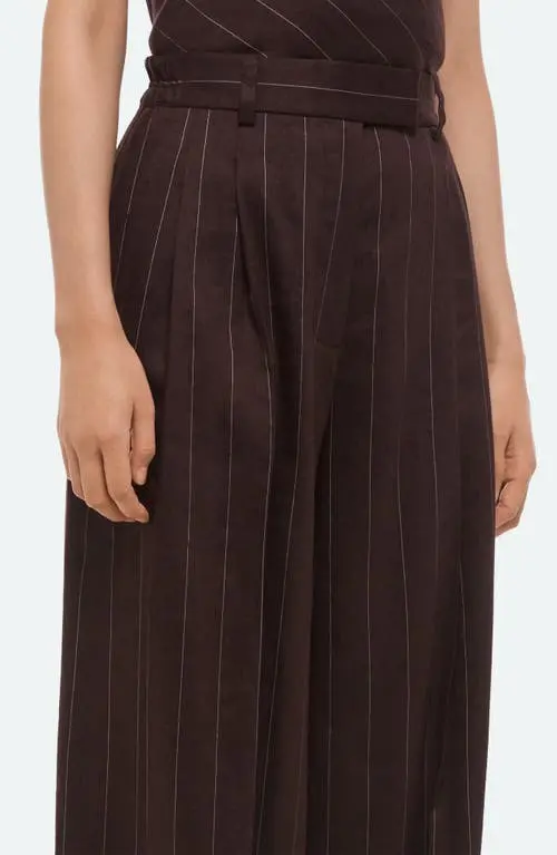Helmut Lang Pinstripe Wide Leg Linen Blend Pants