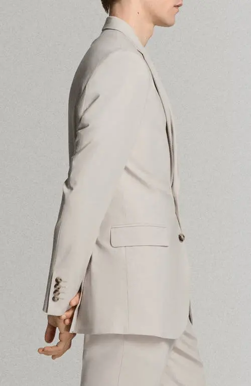 Mango Slim Fit Stretch Sport Coat With Notched Lapels - Ecru