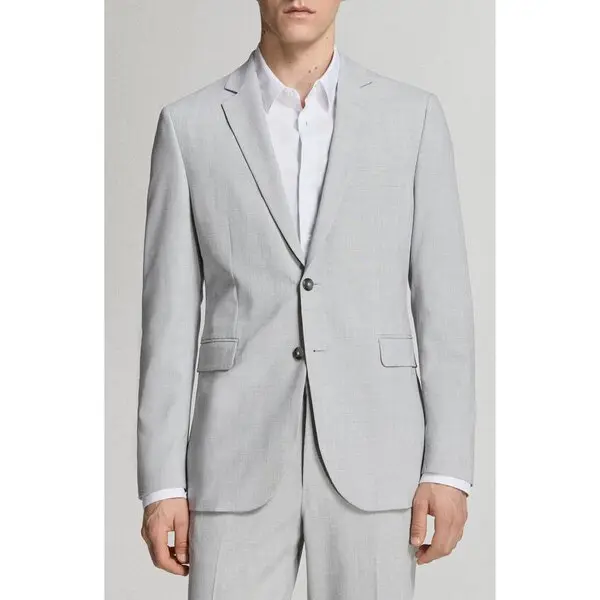 Mango Slim Fit Stretch Sport Coat With Notched Lapels - Light Heather Grey