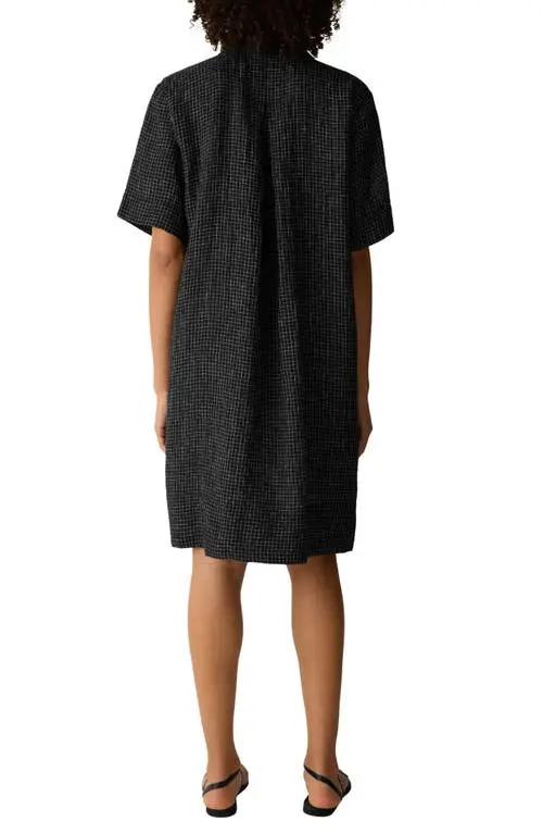 Eileen Fisher Allover Checks Organic Linen Shirtdress