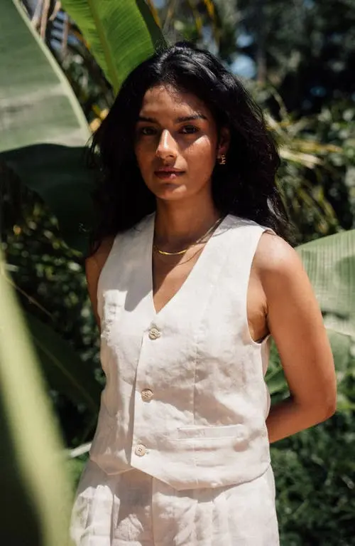 JUANA Hemp Tailored Vest - White