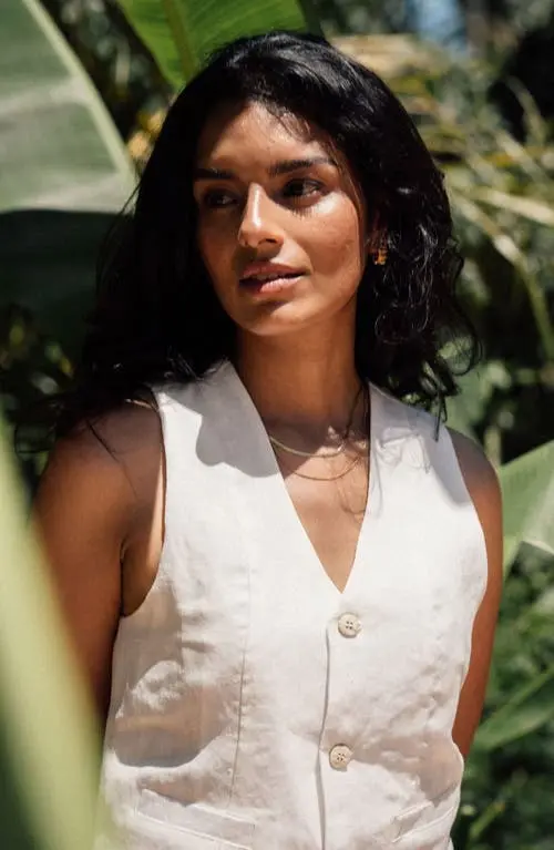JUANA Hemp Tailored Vest - White
