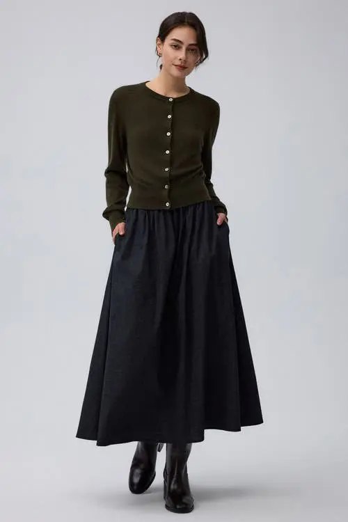 JUANA Hemp Blend Maxi Skirt - Washed Black