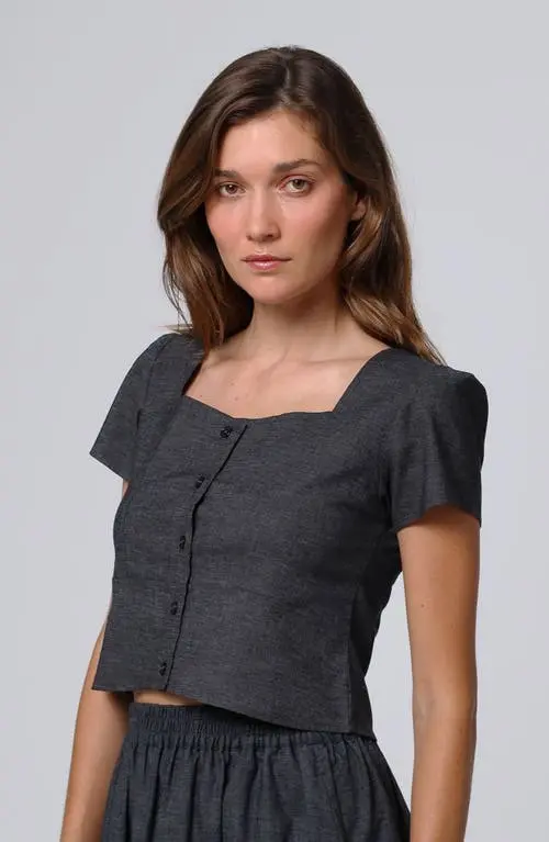 JUANA Hemp Blend Button Front Top