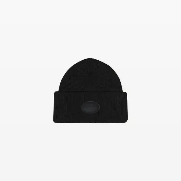 Alexander Wang Dome Logo Beanie In Ribbed Wool Stretch - Black