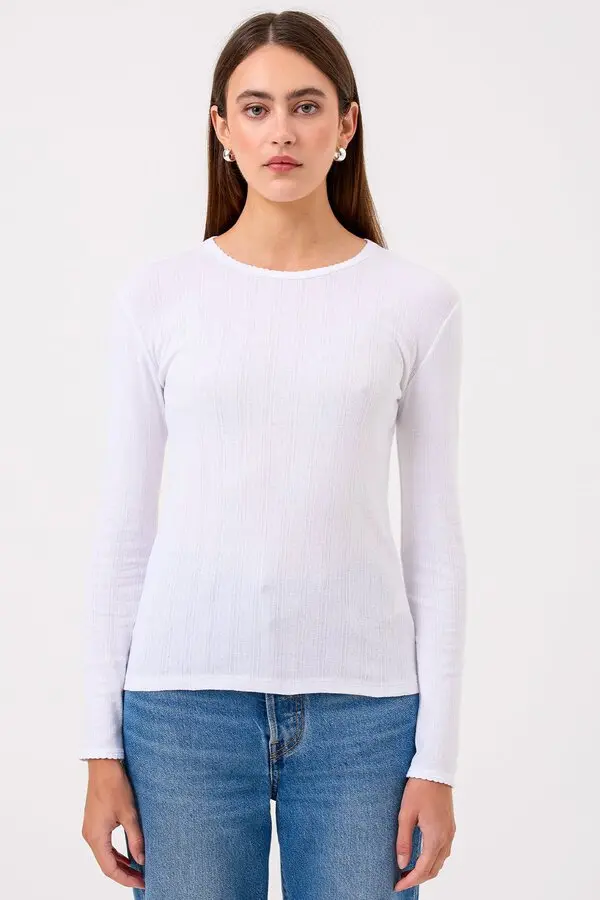 Goldie LeWinter Blaire Pointelle Top - White