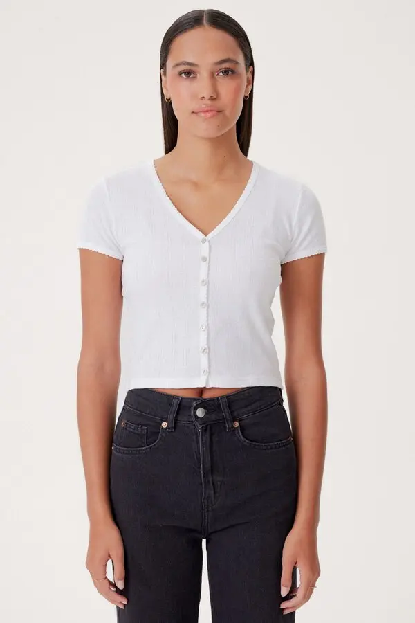 Goldie LeWinter Ellie Cropped Cardigan - White