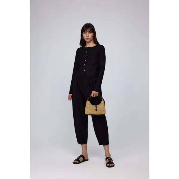 JUANA Aella Mid Rise Relaxed Tapered Pants - Black