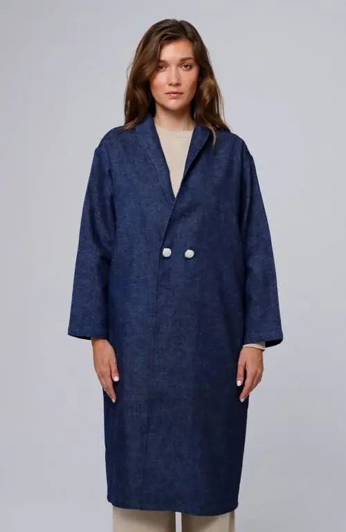 JUANA Atelier Long Trench Coat - Blue Denim