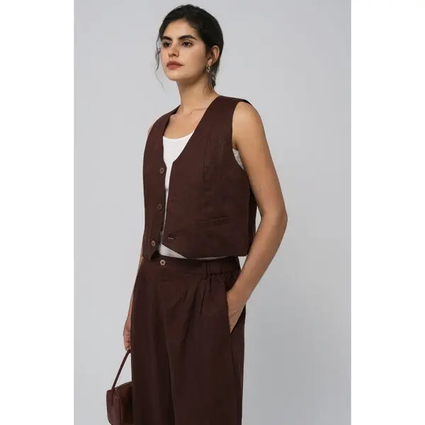 JUANA Hemp Tailored Vest - Brown
