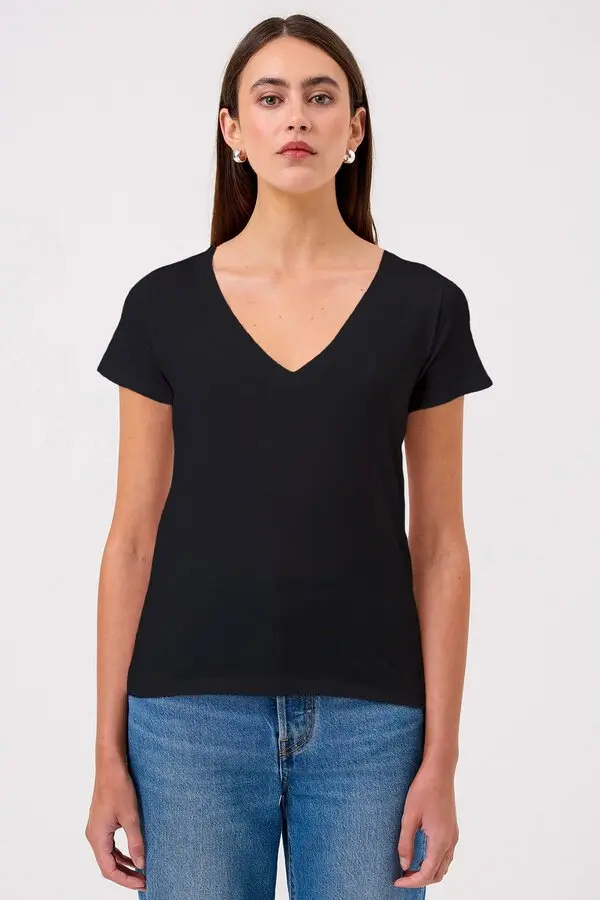 Goldie LeWinter Cleo V-neck Tee - Black