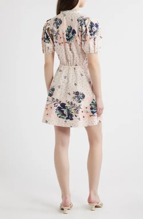 CLEOBELLA Micah Mixed Floral Print Organic Cotton Poplin Mini Dress