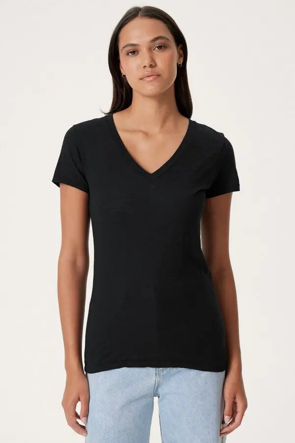 Goldie LeWinter Signature Slub V-neck T-shirt - Black