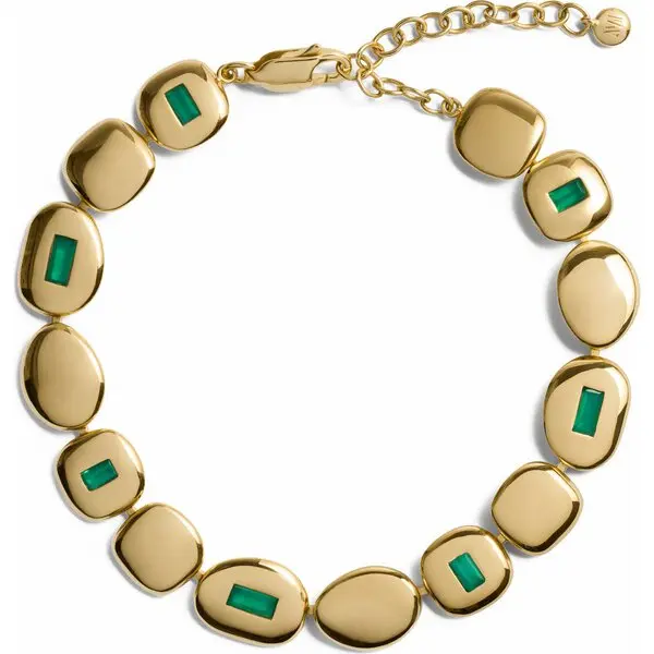 Monica Vinader Mosaic Green Onyx Disc Bracelet - 18k Gold Vermeil/green Onyx