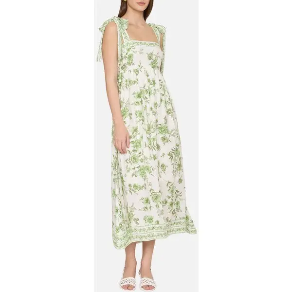 BLU PEPPER Tie Strap Floral Print Maxi Dress - Green Multi