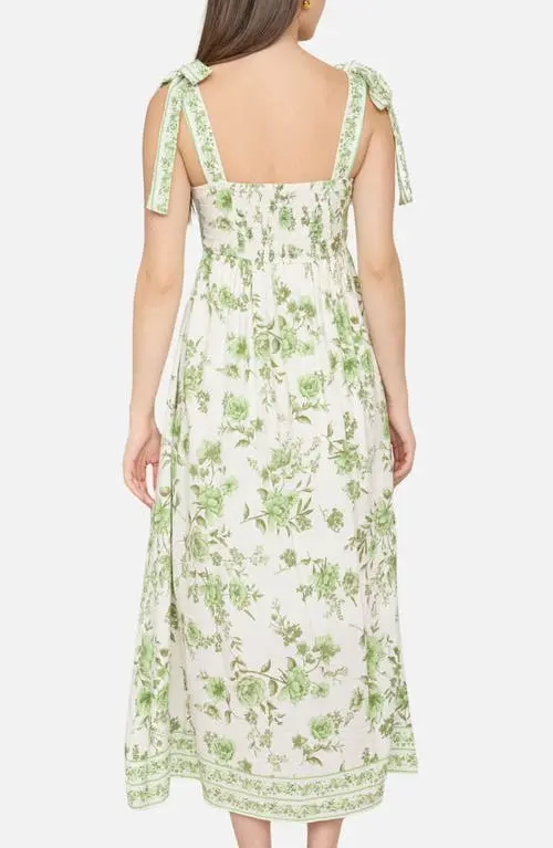 BLU PEPPER Tie Strap Floral Print Maxi Dress - Green Multi