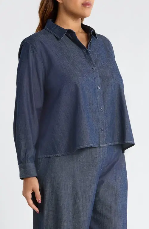 Eileen Fisher Button Front Denim Shirt