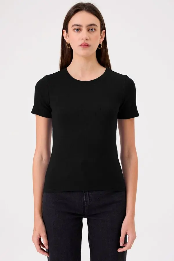Goldie LeWinter Camille Ribbed Tee - Black