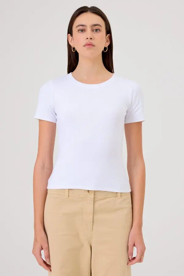 Goldie LeWinter Camille Ribbed Tee - White