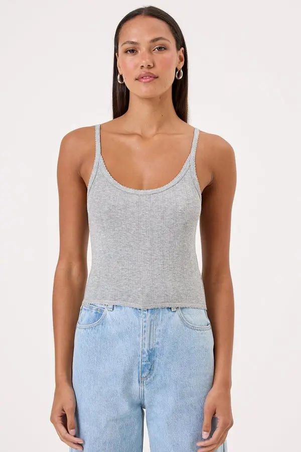 Goldie LeWinter Ellie Cropped Cami - Gray Heather