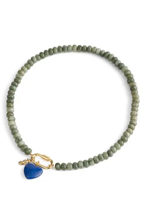 Madewell Semiprecious Bead Carabiner Charm Necklace With Lazuli Pendant - Faded Ivy