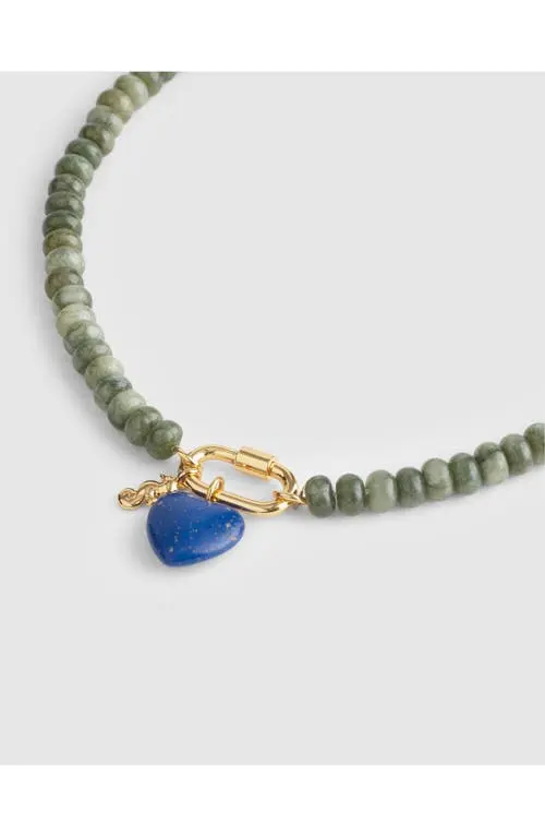 Madewell Semiprecious Bead Carabiner Charm Necklace With Lazuli Pendant - Faded Ivy