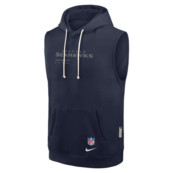 Nike Seattle Seahawks Sideline Dri-fit Nfl Sleeveless Pullover Hoodie - Blue