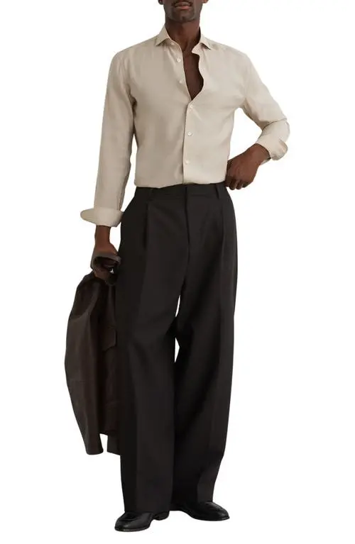 REISS Oscar Regular Fit Button-up Shirt - Stone