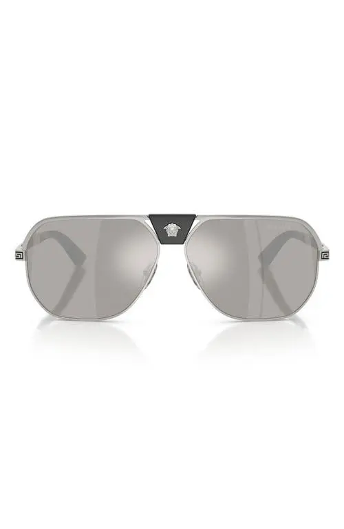Versace Square Sunglasses - Silver/grey Mirror Silver