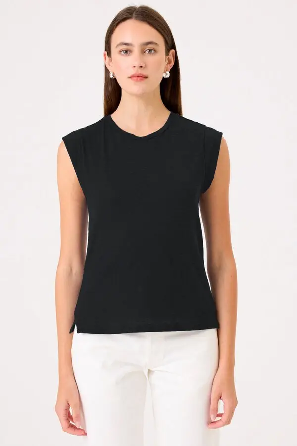 Goldie LeWinter Signature Slub Cap Sleeve Tee - Black