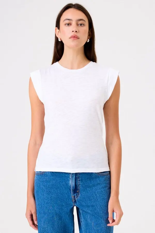 Goldie LeWinter Signature Slub Cap Sleeve Tee - White