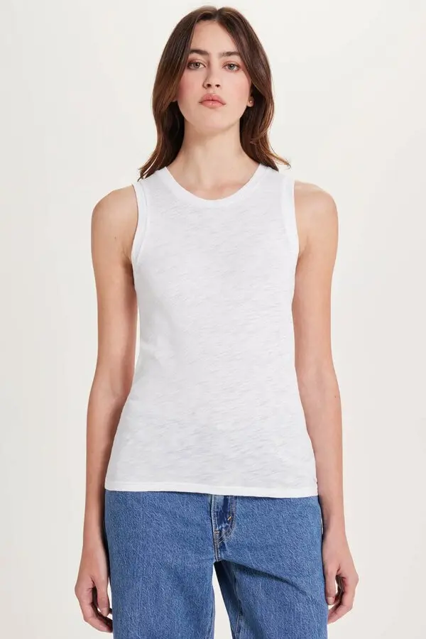 Goldie LeWinter Signature Slub Crew Neck Tank - White