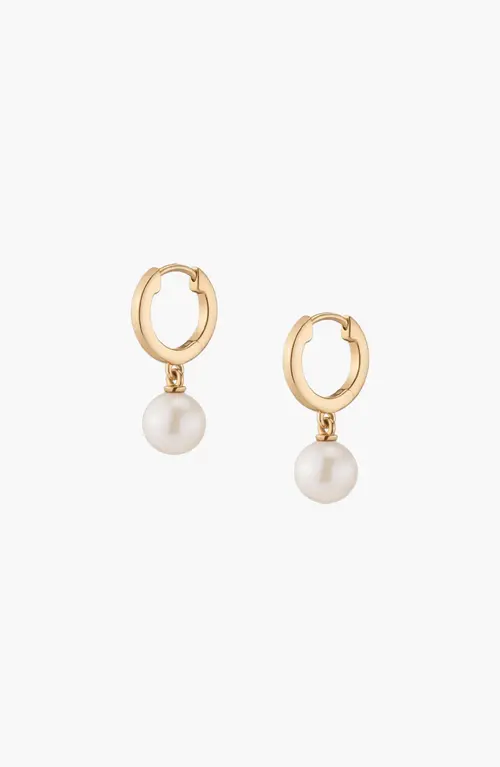 AURATE Pearl Huggie Earrings - Yellow