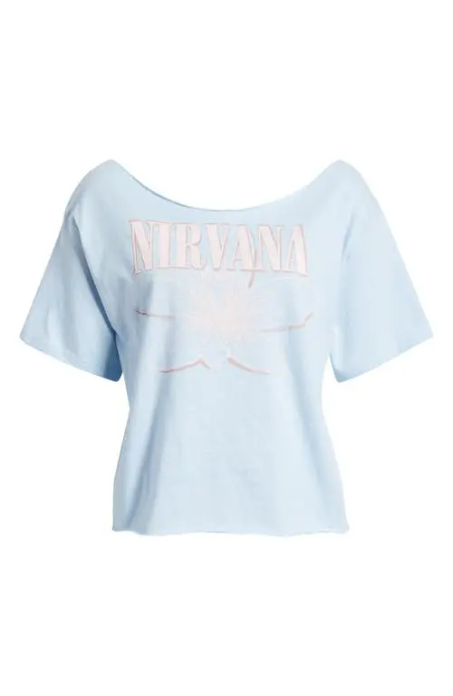 MERCH TRAFFIC Nirvana Graphic Print Off-the-shoulder Cotton T-shirt