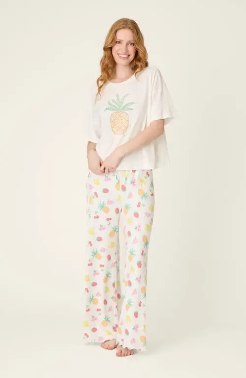PJ Salvage Viva La Vida" Embroidered Pineapple T-shirt